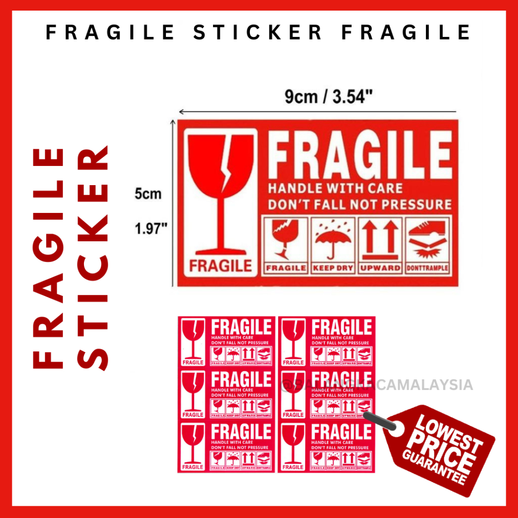 Fragile Sticker Handle With Care Mudah Pecah Warning Label | Shopee ...