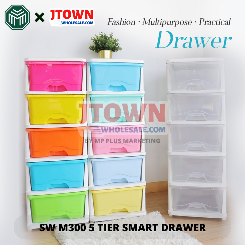 (READY STOCK) SW M300 5 Tier Smart Plastic Drawer / 5 Tingkat Amari ...