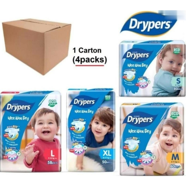 Drypers Wee Wee Dry Drypers Wee Wee Dry NB 60s/S 80s/M 60s /L 58s/ XL ...