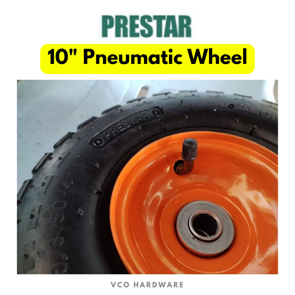 10" PRESTAR Pneumatic Wheel Orange Colour Steel Hub with Synthetic Tube ...