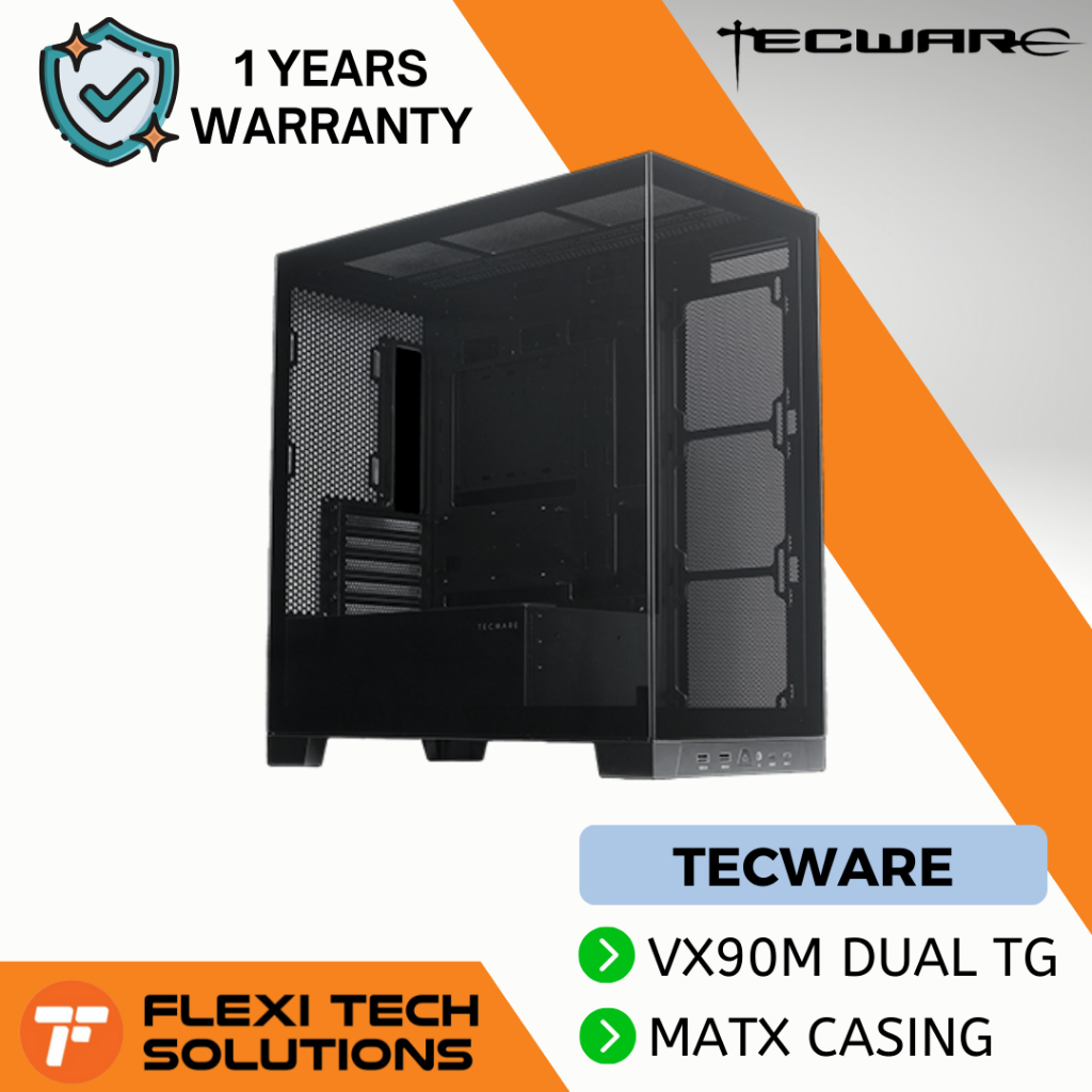 Flexi Tech TECWARE VX90M Dual TG MATX Gaming Case - Black | Shopee Malaysia