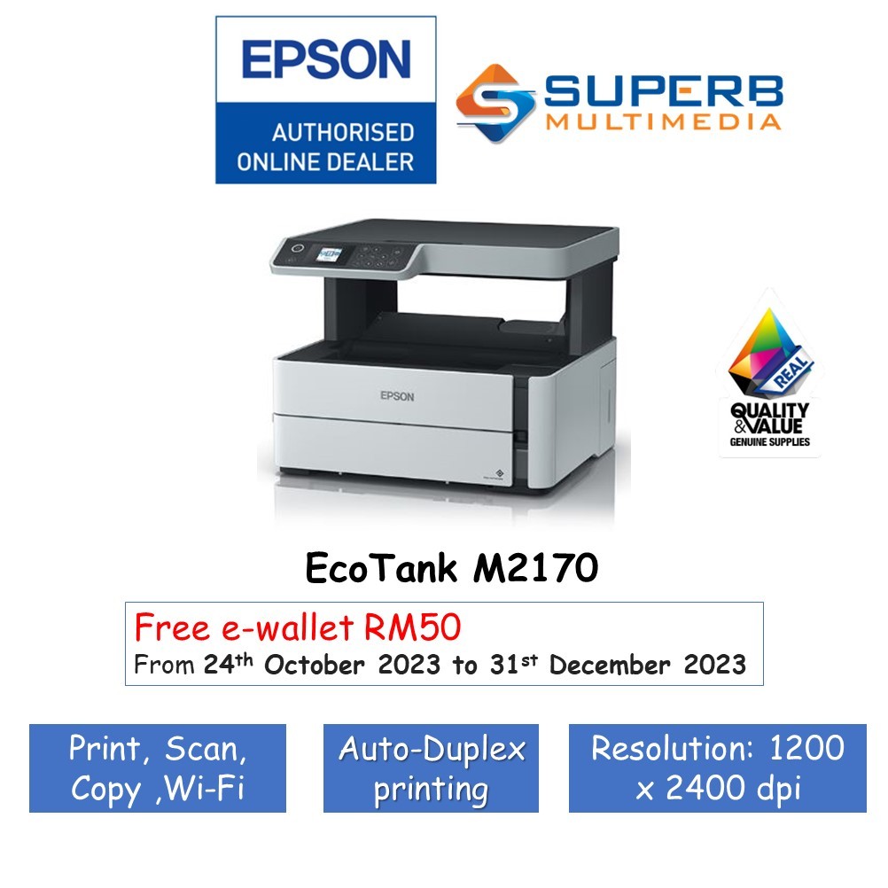 Epson EcoTank M2170 Monochrome Ink Tank Printer (Print, Scan, Copy ...