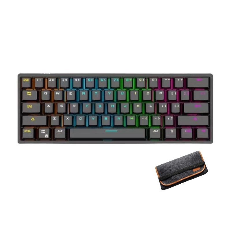 Leaven K620 Real Mechanical Keyboard 60% Gaming Small Mini 61 Keys Mix ...