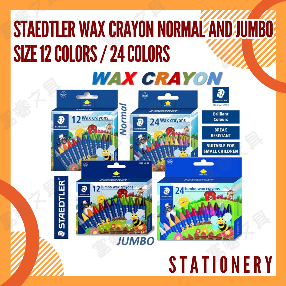STAEDTLER Wax Crayon Normal & Jumbo Size 12 Colors /24 Colors | Shopee ...