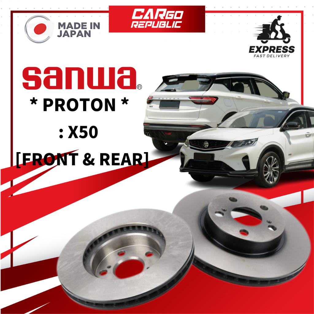 Sanwa Disc Brake Rotor Proton X50 Front (Depan) & Rear (Belakang) 100% ...
