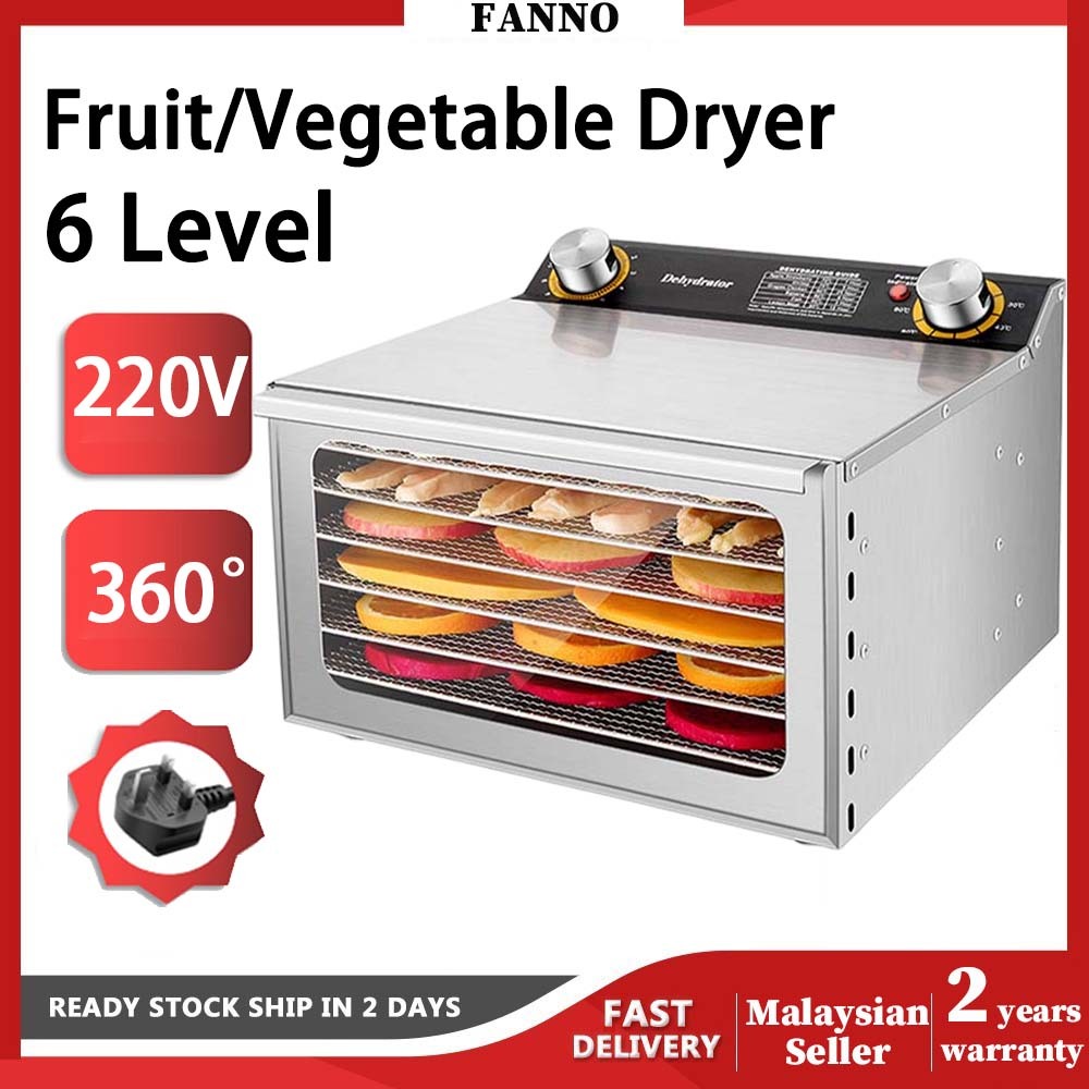 🇲🇾Premium+™ 6 Trays Drying Healthy Stainless Steel Fruits Food Dryer ...