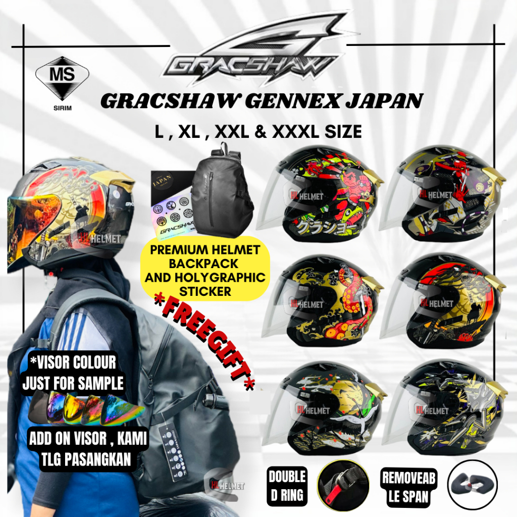 GRACSHAW HELMET GENNEX G535 JAPAN EDITION (HELMET JAPAN SAMURAI ...