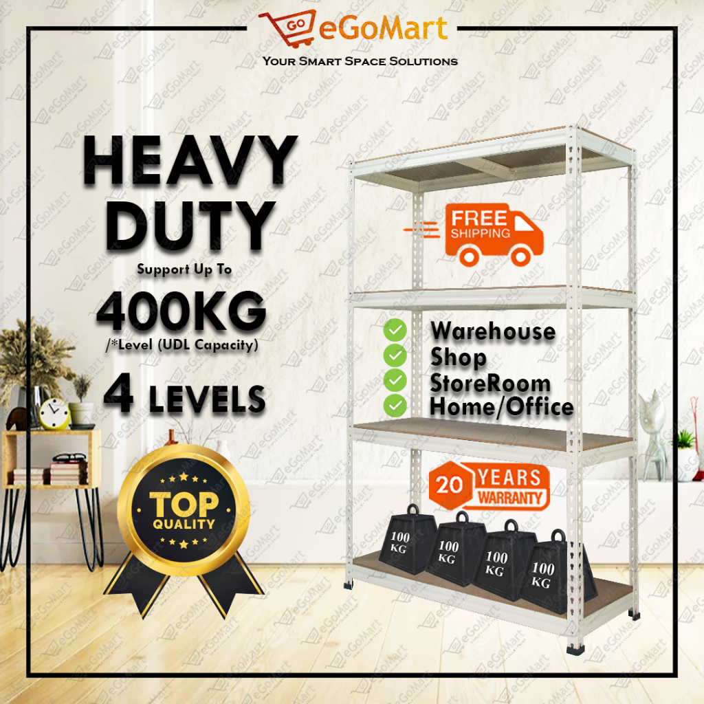 eGoMart 👍 400KG - Rak Besi 4 Tingkat Boltless Rack Shelves Heavy Duty ...