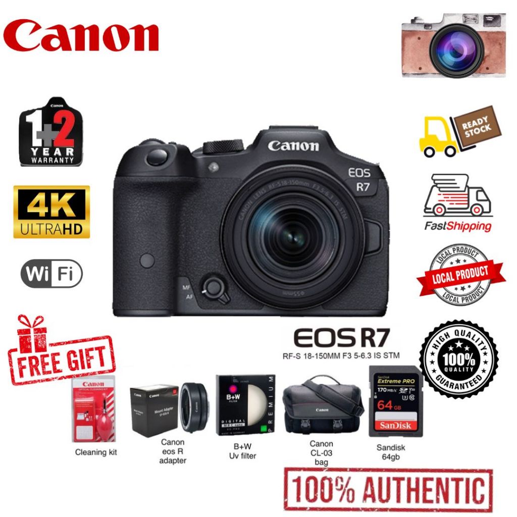 (CANON MALAYSIA)CANON EOS R7 18-150mm Free canon adapter/B+W filter ...