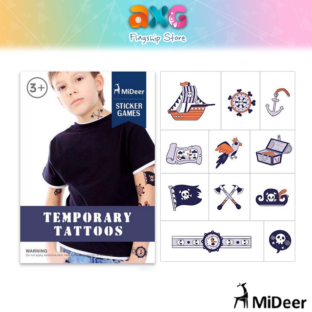 MiDeer Waterproof Temporary Pirate Tattoo Stickers MD4018 | Shopee Malaysia