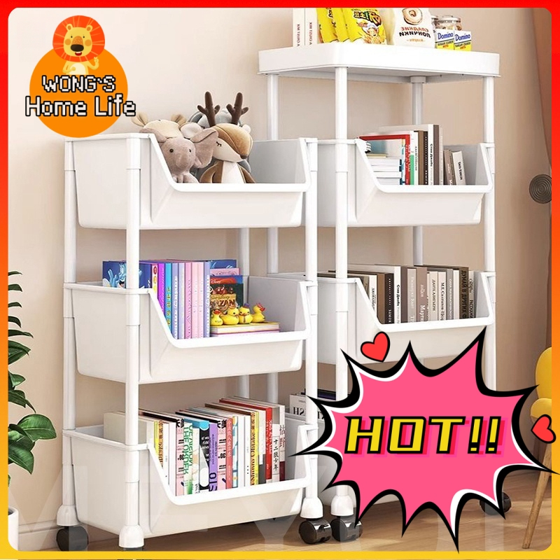 Multi-Layer Storage Rack With Wheels Movable Book Shelf Rack Household ...