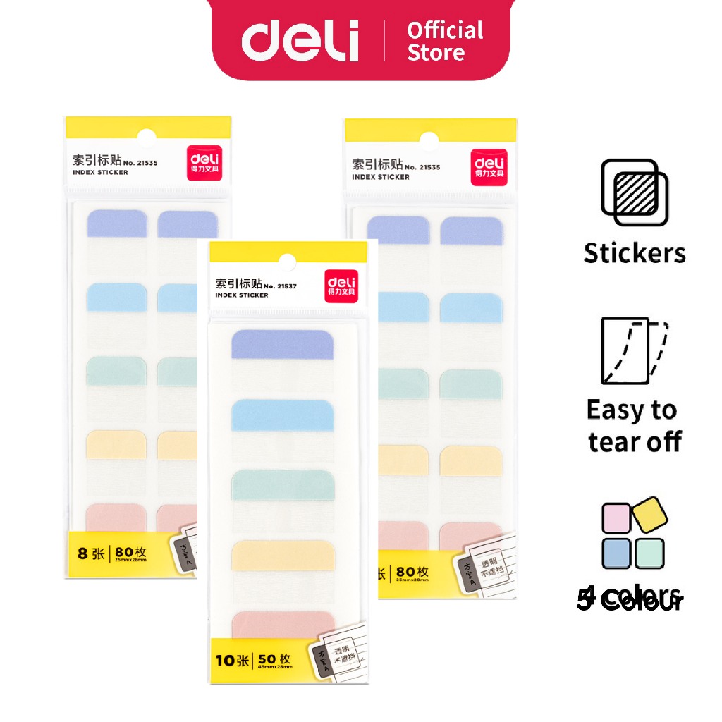 Deli Sticky Notes Index Tab Stick Up (28mm x 25mm/28mm x 45mm/28mm x ...