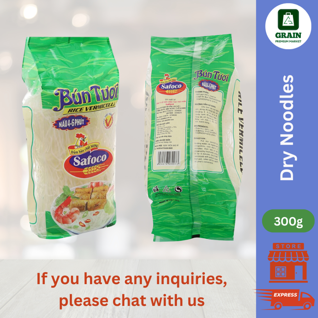 SAFOCO Vietnam Bihun Fresh dried rice noodles 300g - Bun Tuoi Dang Kho ...