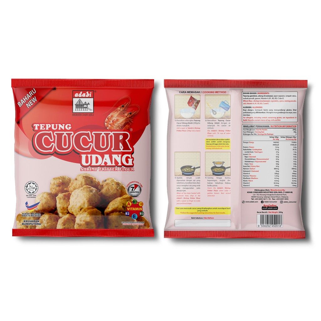 Adabi Tepung Cucur Ikan Bilis / Udang / Lemak Manis / Bawang (200gX 5 ...