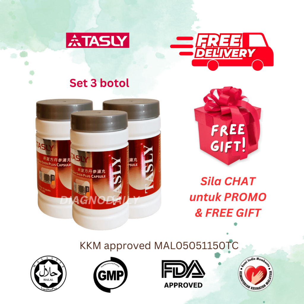 Set 3 Botol TASLY KASLY DANSHEN PLUS CAPSULE 100% ORIGINAL Lulus KKM ...