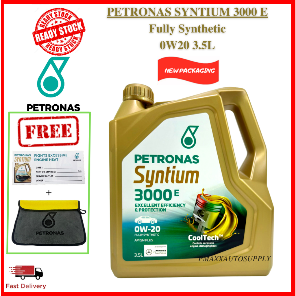 ORIGINAL PETRONAS SYNTIUM 3000 E FULLY SYNTHETIC ENGINE OIL 0W20 (3.5L ...