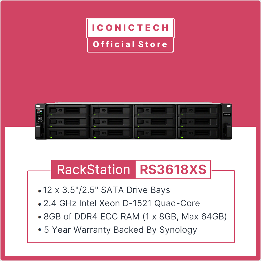 Synology RackStation RS3618xs 12-Bay NAS Server 0TB ~ 216TB or vs ...
