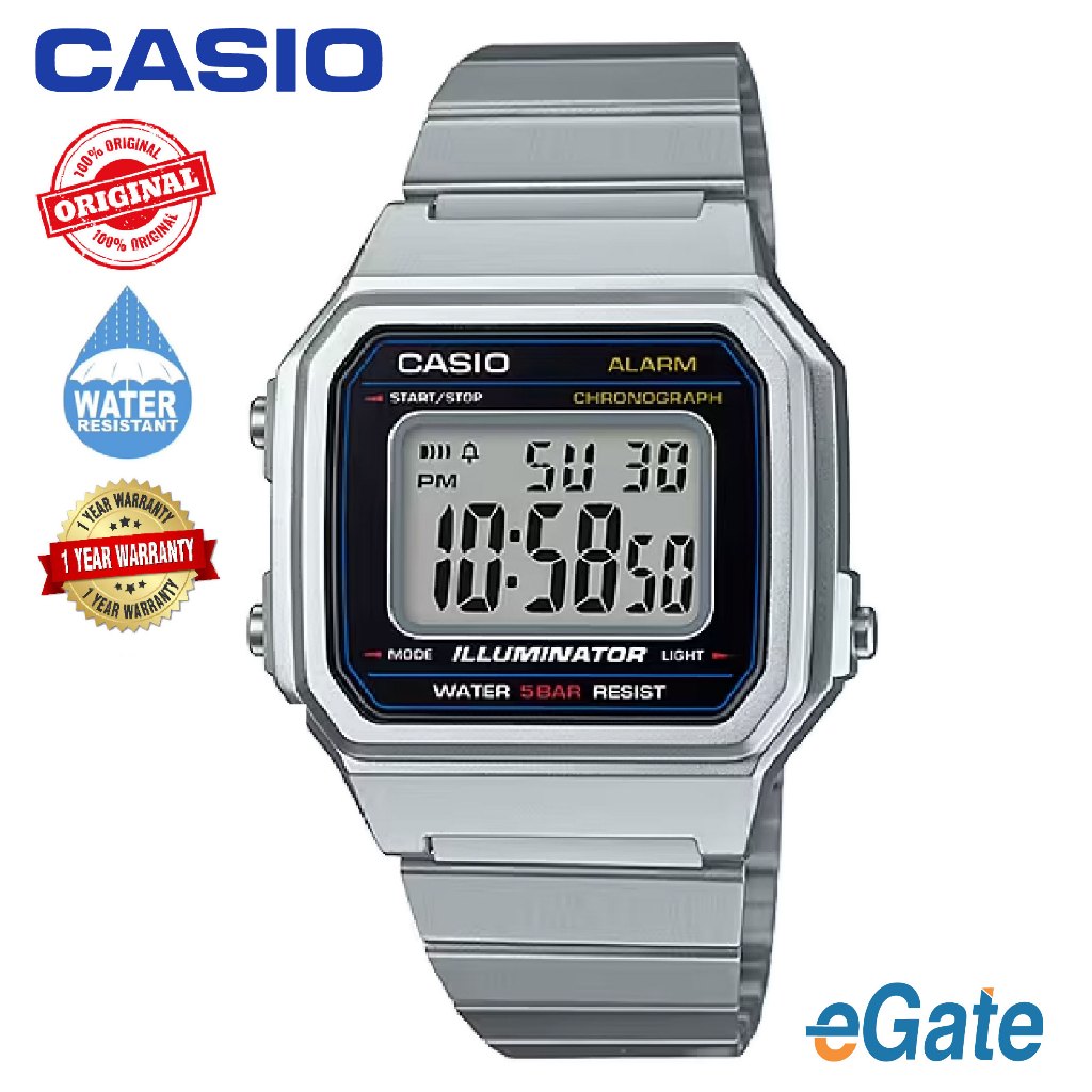 [100% Original] Casio B650WD-1A Unisex Square Digital LED Light Silver ...