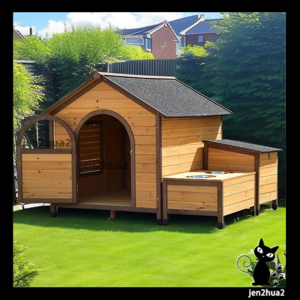 Large Solid wood dog house rainproof waterproof windproof dog cage cat ...