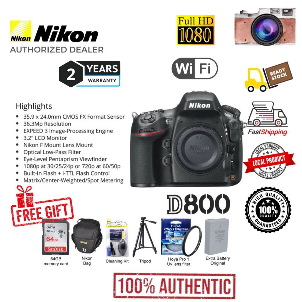 NIKON D800 FULL FRAME 36MP (BODY ONLY ) (2 Year Warranty ) ORIGINAL ...
