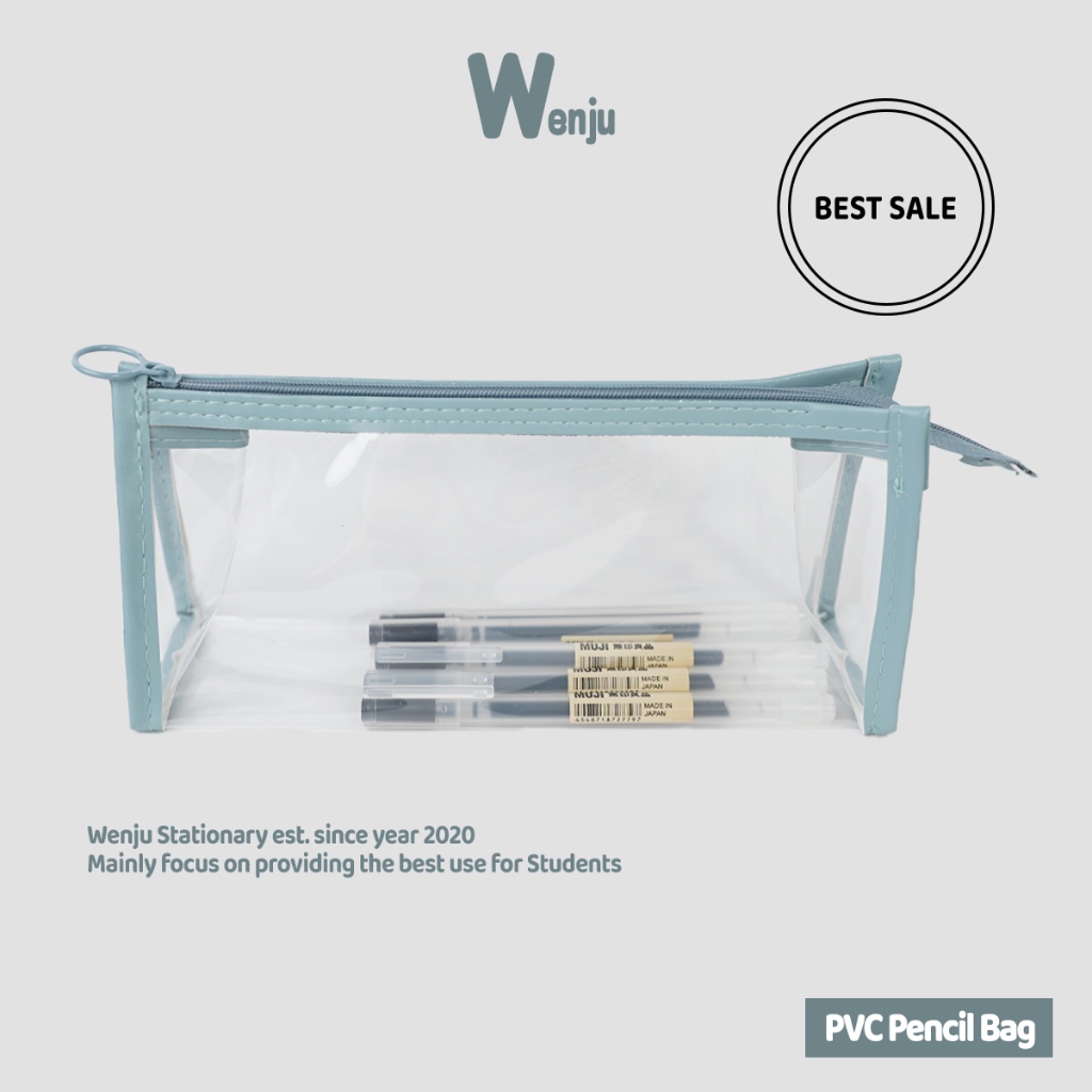 WENJU | Pencil Bag Transparent PVC Minimalist Style (6colours) | Shopee ...