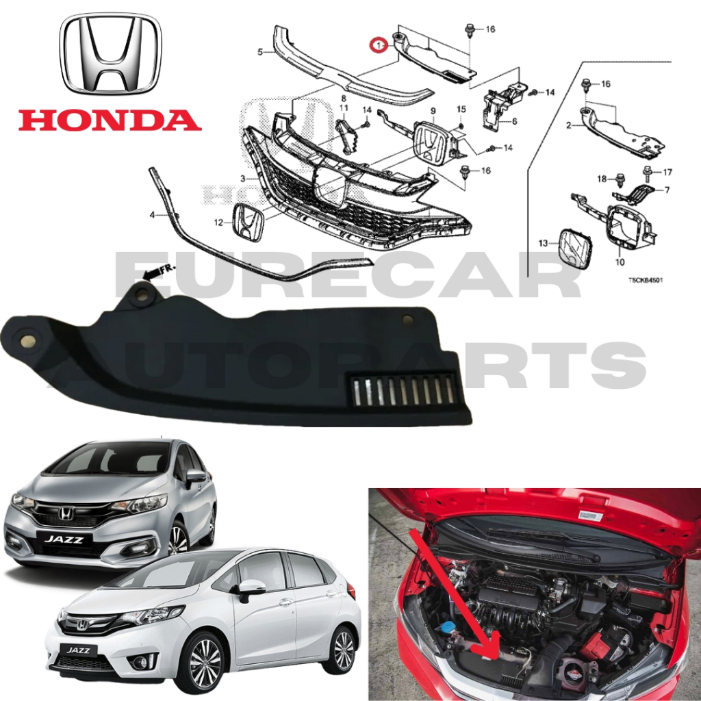 Engine Bay Cover Hood Grille Up Honda Jazz GK5 T5A T5L 2014 2015 2016 ...