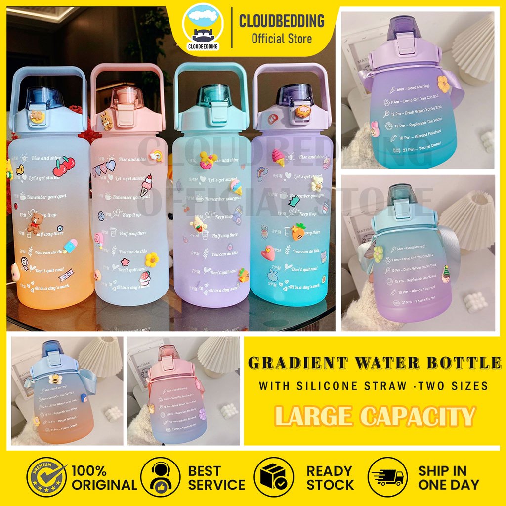 1.2L/2L Botol Air Water Bottle With Straw Large Capacity Portable ...