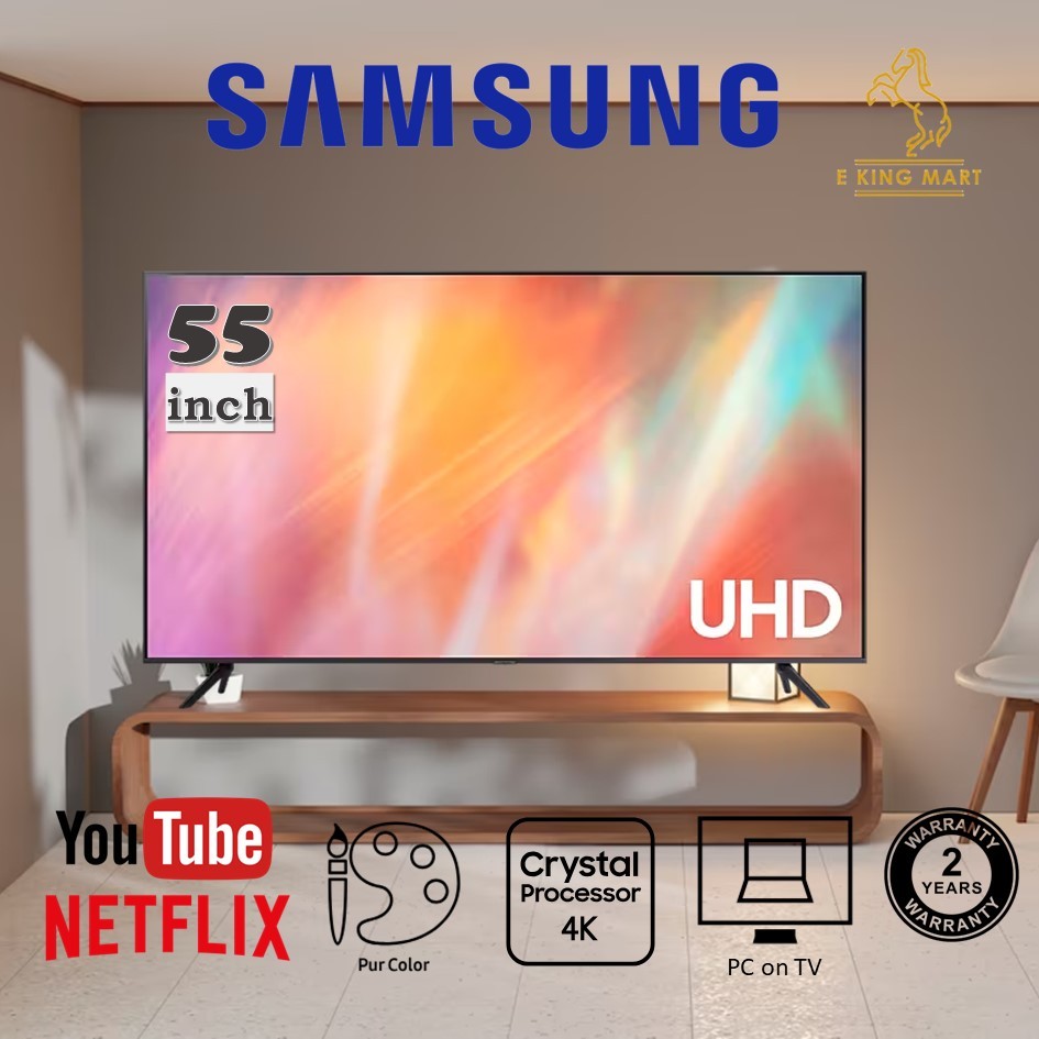 Samsung 55" Inch LED TV UA55AU7000 4K UHD Smart TV with Crystal ...