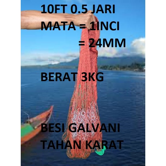 Fish Net Jala Tangsi/NYLON Rampat Ikan Jala Udang Rantai ready stock ...