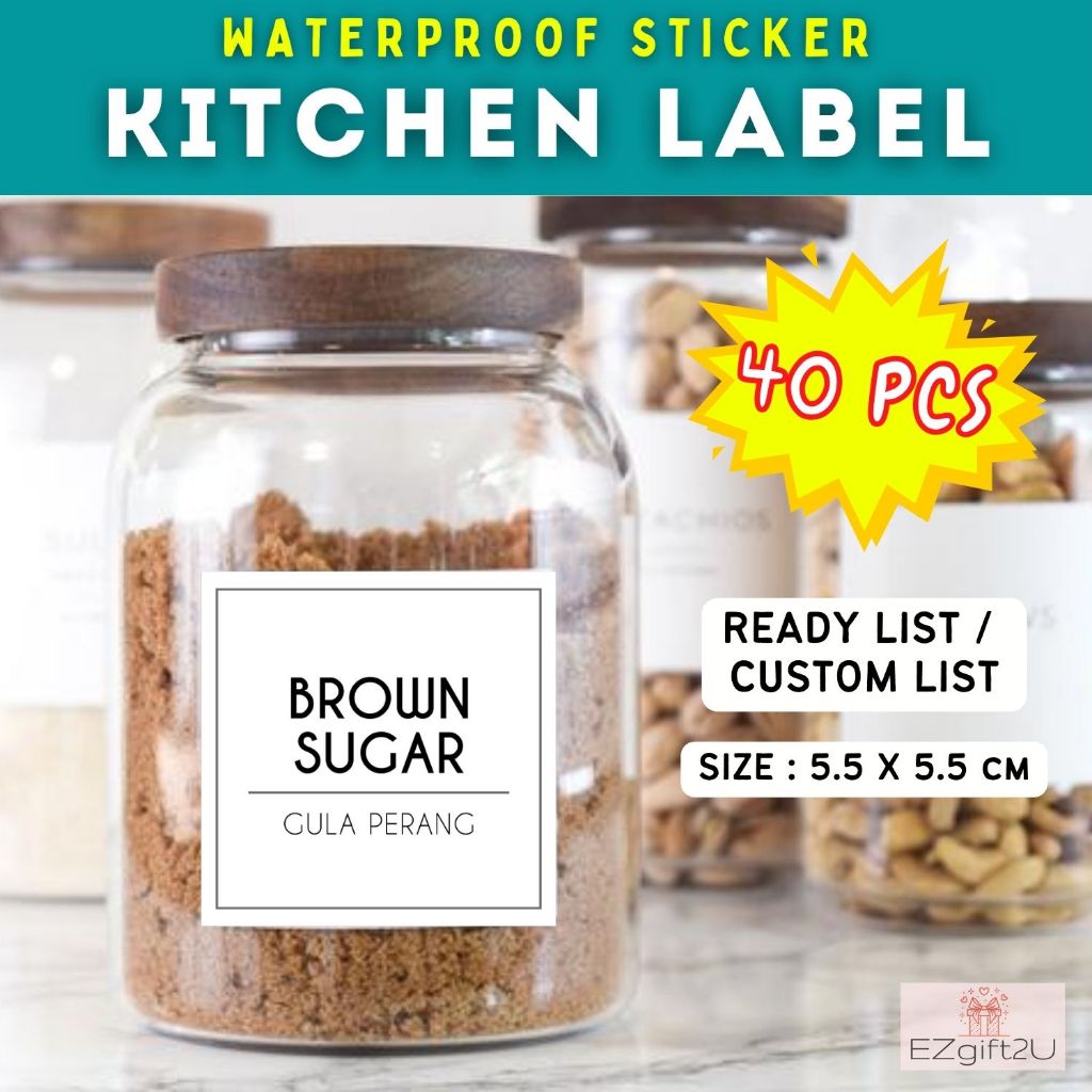 KITCHEN LABEL STICKER | Waterproof Sticker Label Dapur Rempah Kalis Air ...