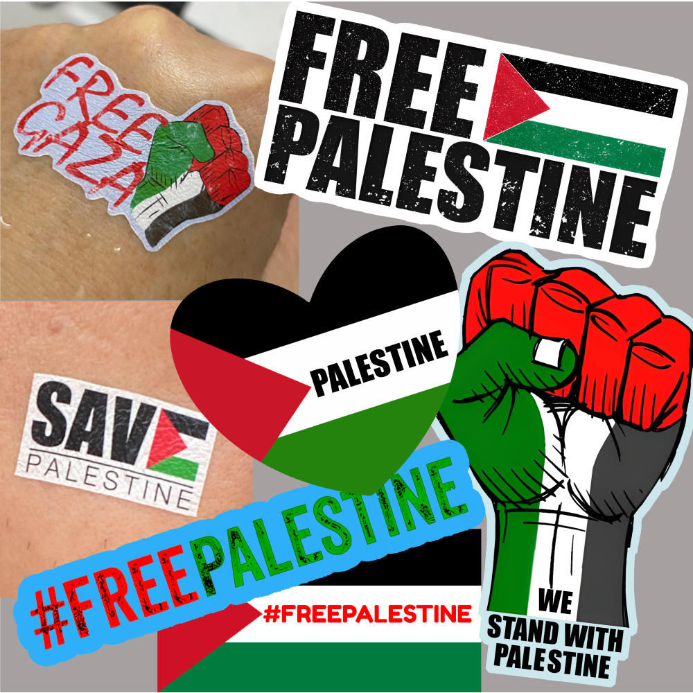 Sticker Muka Palestine * Tattoo Sticker * Full Colour * Face Tattoo ...