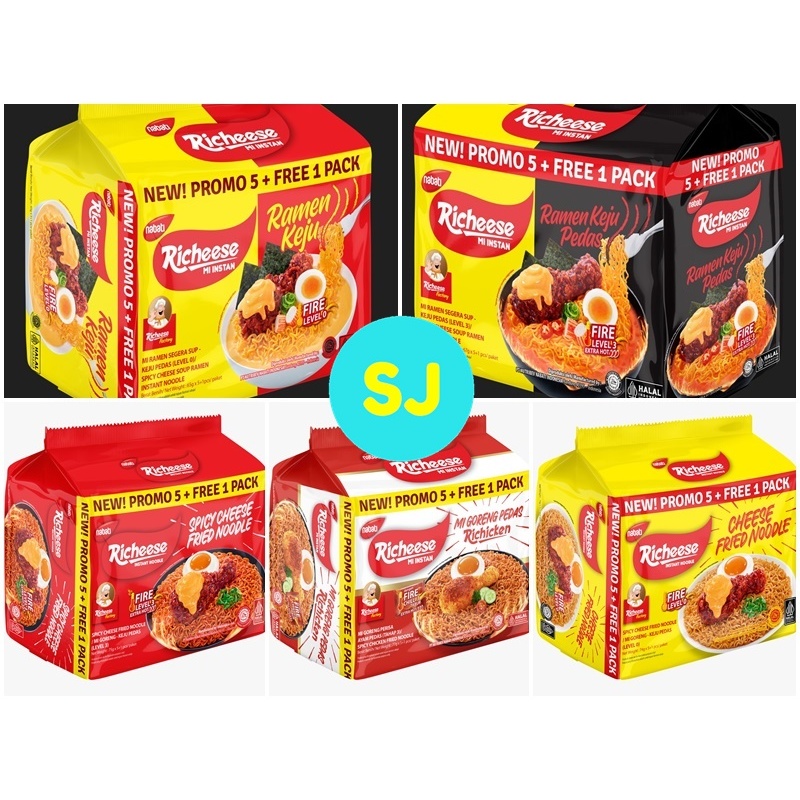 Richeese Mi Instan Pedas Noodles (Mi Goreng Keju/ Mi Goreng Ayam/ Mi ...