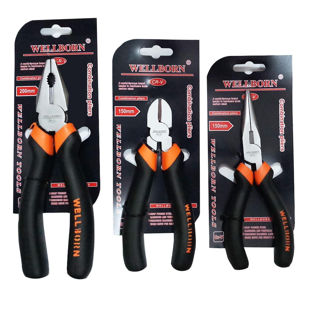 WELLBORN 200mm Plier Heavy Duty Tool ( combination , cutter , long nose ...