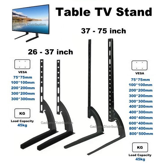 Universal 26-37 inch & 30-75 inch Screen Size Sturdy Desk Table Top TV ...