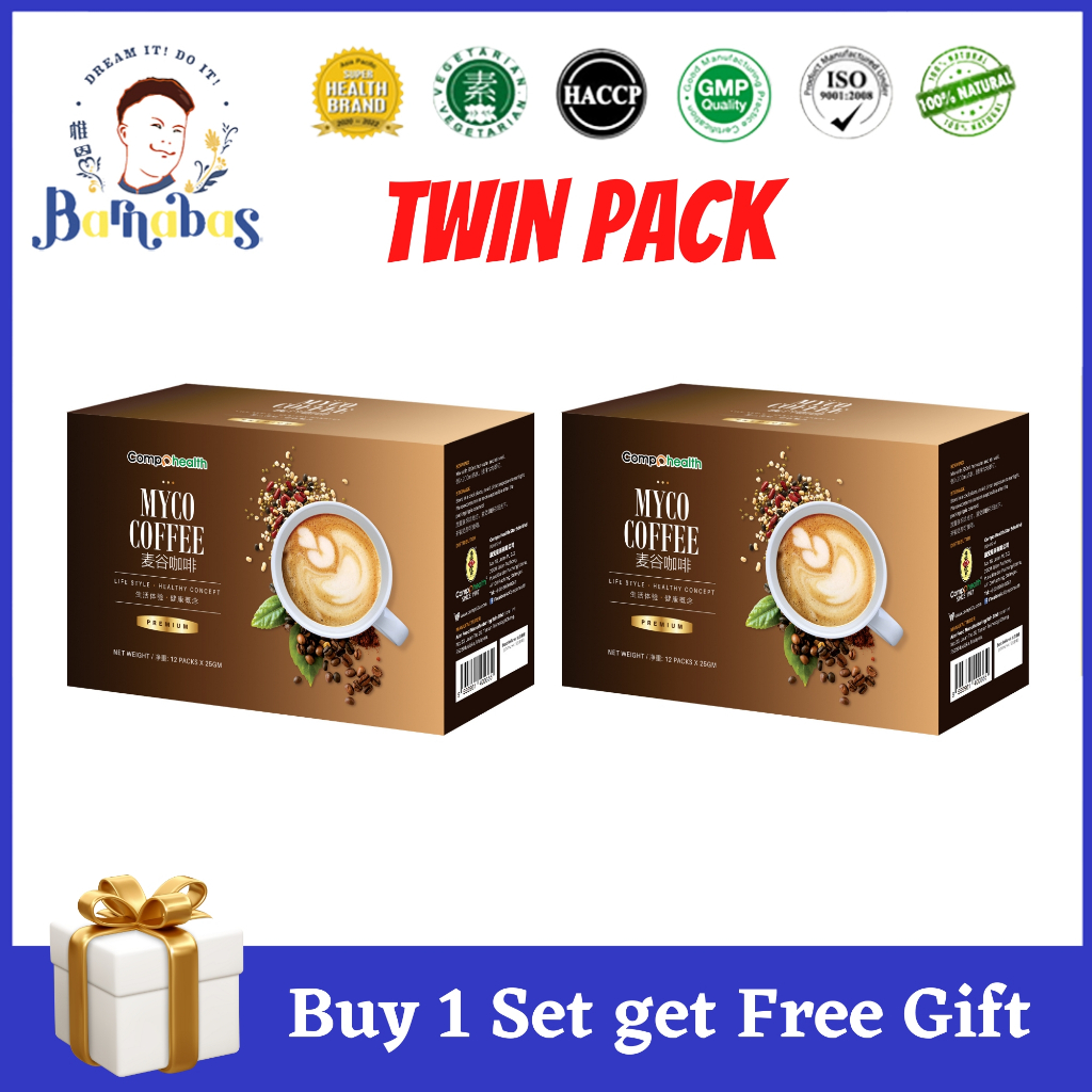 (twin pack) COMPO HEALTH - Myco Coffee, Original 麦谷咖啡 (30g x 12 packs ...