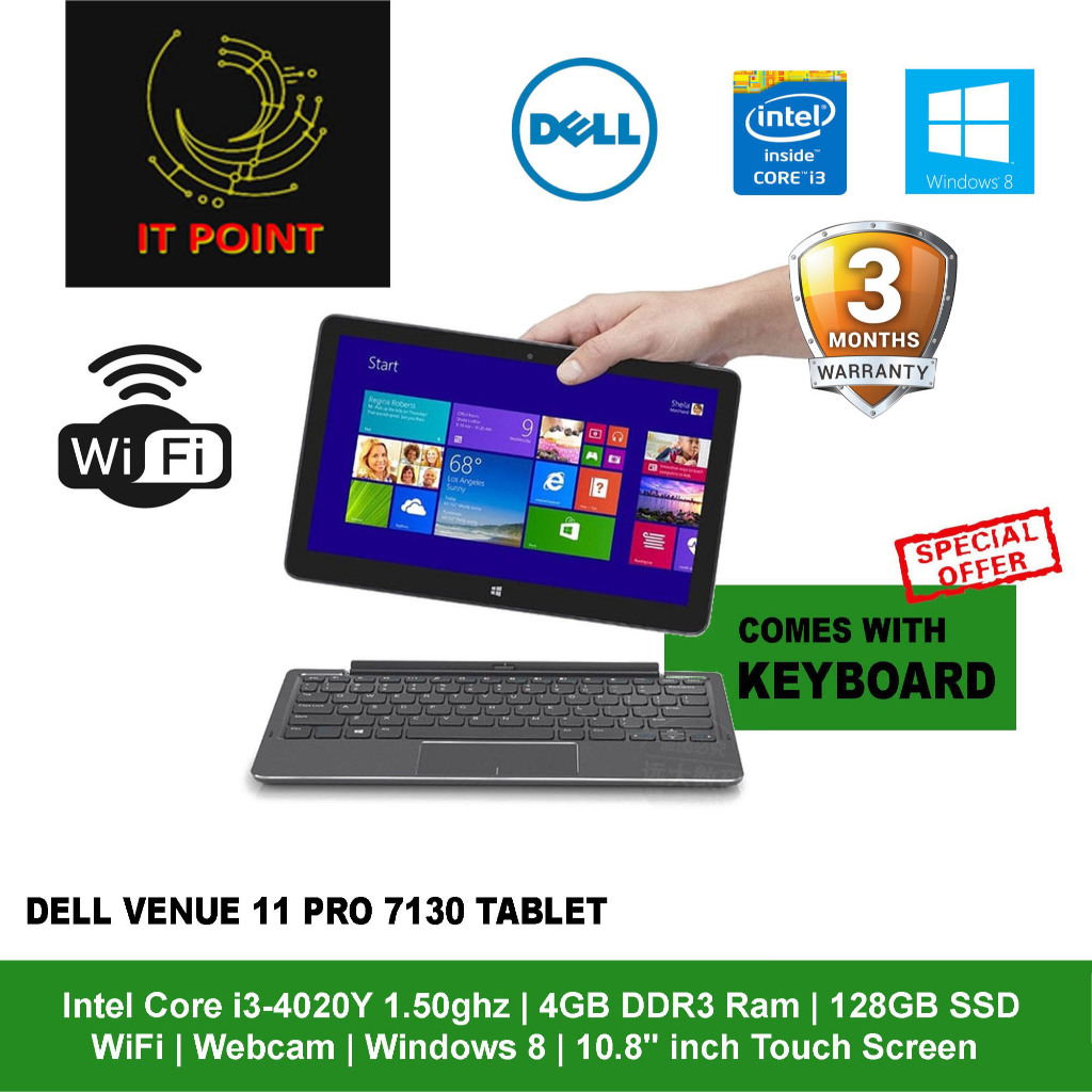 FREE 🎁 Dell Venue 11 Pro 7130 Intel Core I3-4020Y 4GB 128GB 10.8 ...