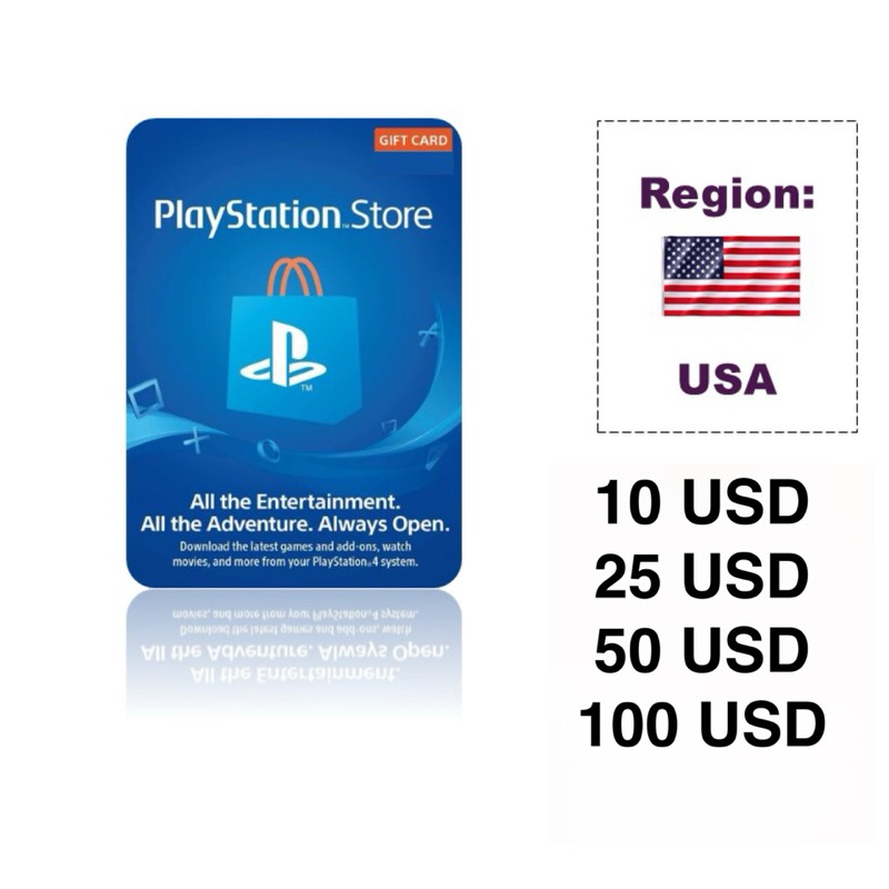 PSN USA Wallet Game Card PlayStation Game PSN US PlayStation 10/20/25 ...