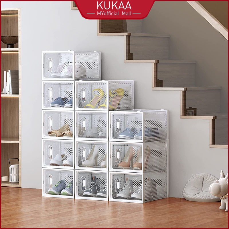 Kukaa Shoe Storage Box Storage Cabinet Shoe Rack Plastic Shoe Box Rak ...