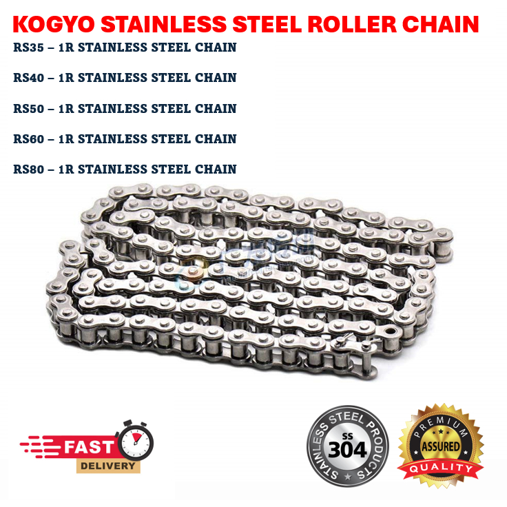 Stainless Steel (SS304) Single Roller Chain RS35-1R / RS40-1R / RS50-1R ...