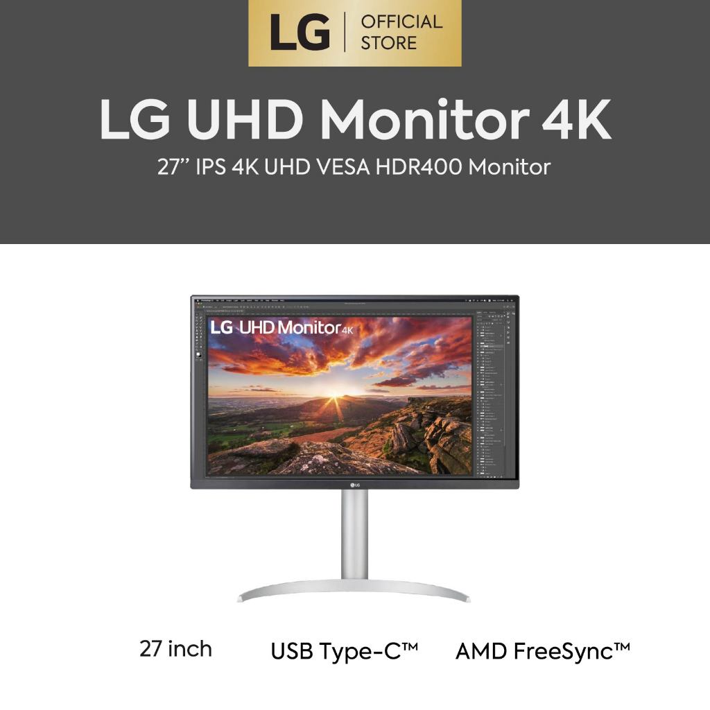 LG 27" 27UP850N IPS 4K UHD VESA HDR400 Ultrafine Monitor (USB Type-C ...