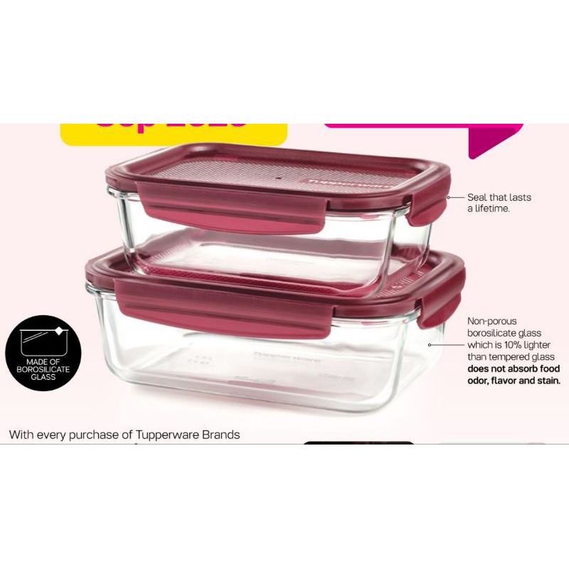 Tupperware (1.0L & 1.5L) PremiaGlass Rectangular | Shopee Malaysia