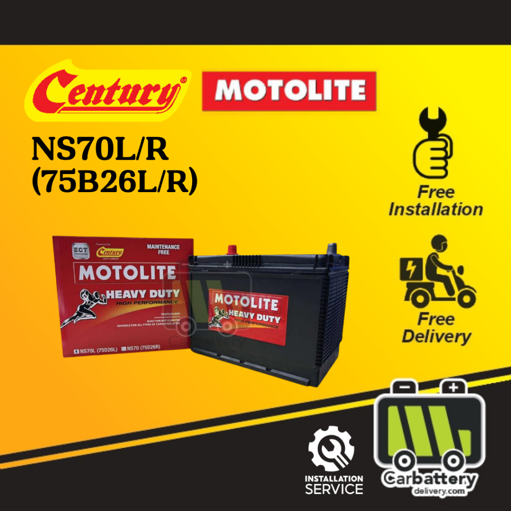 [Installation Provided] Century Motolite Heavy Duty NS70 NS70L NS70R ...