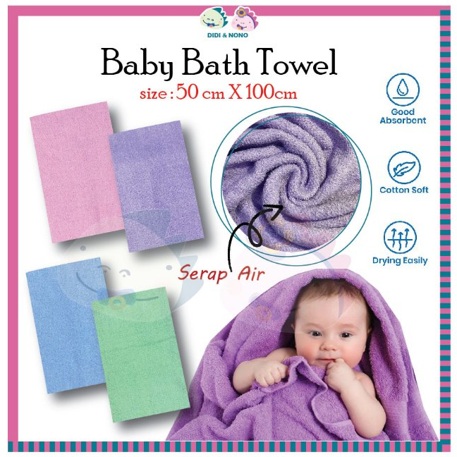 Tuala Mandi Bayi & Kanak-kanak 100% Cotton Serap Air Kids & Baby bath ...
