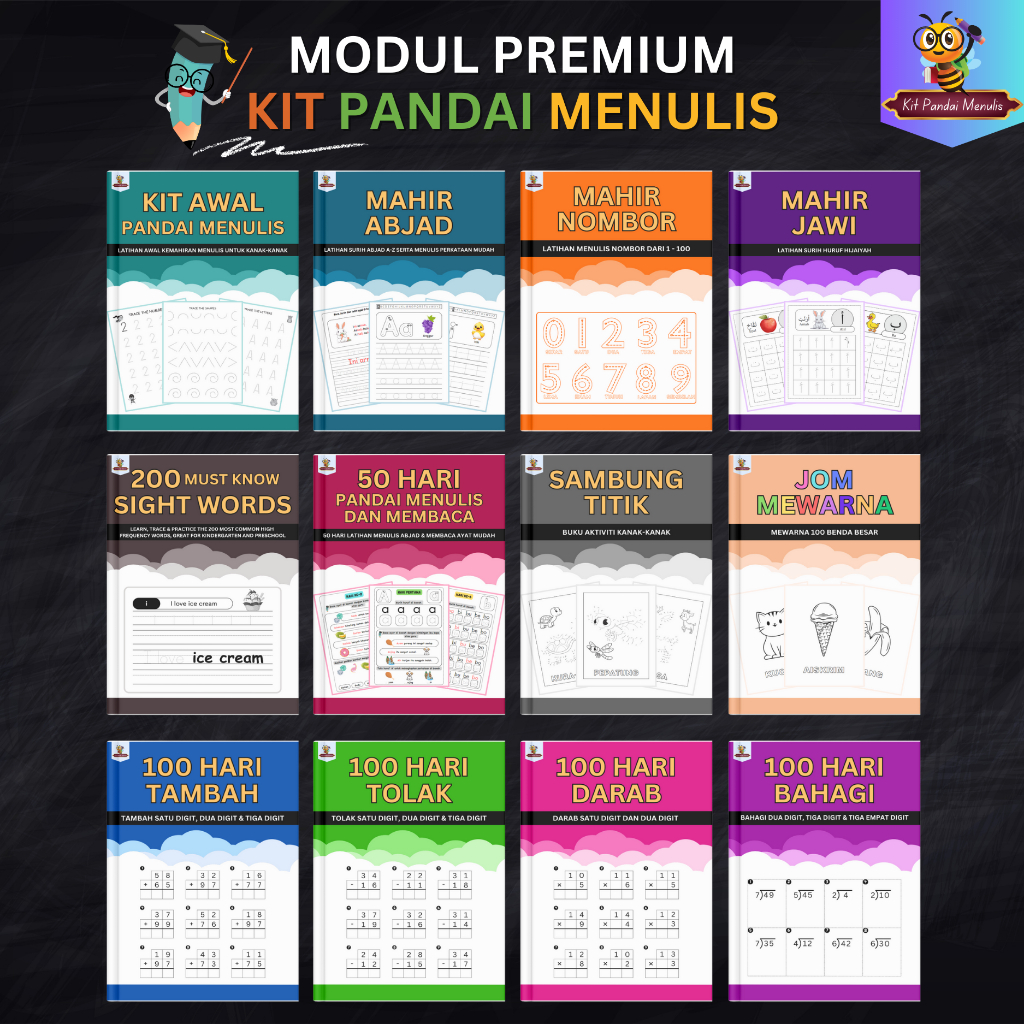 [Softcopy/PDF] 12 Modul Premium Kit Pandai Menulis Lembaran Kerja Untuk Kanak-kanak, Metematik ...