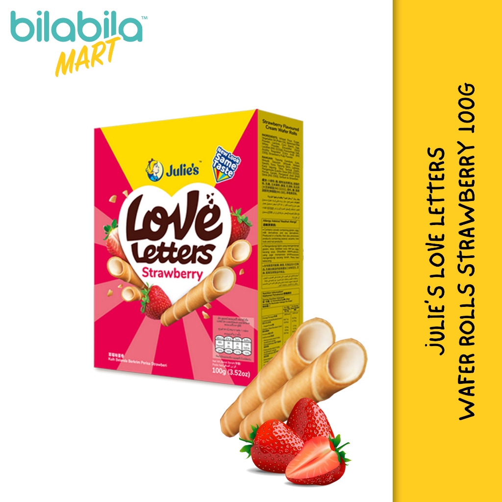 Julie's Love Letters Wafer Rolls (Chocolate, Strawberry) 100g | Shopee ...