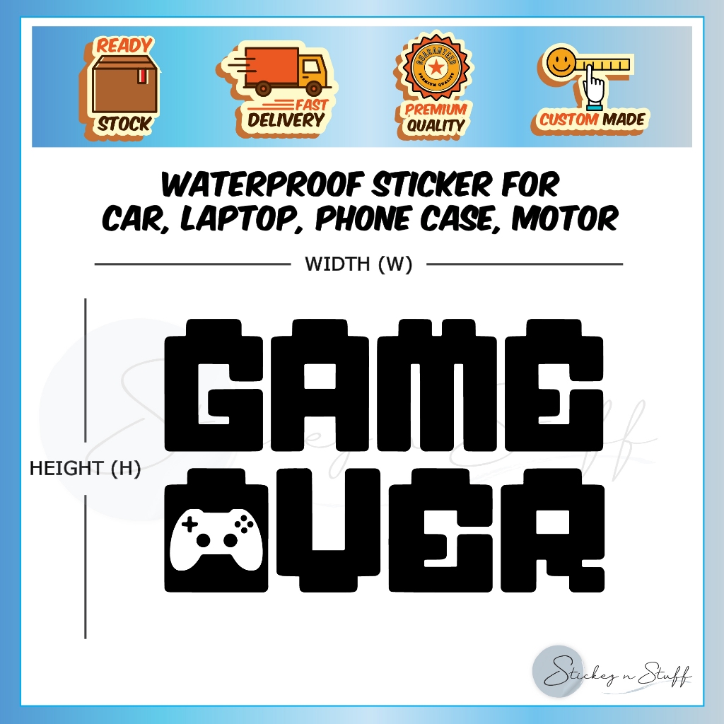 Game Over Sticker Reflective Car Stiker Patulan Cahaya Kereta ...