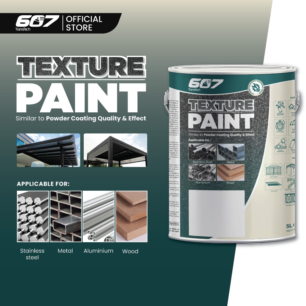 Transrich 607 Texture Paint 5L Paint- Similar to Powder Coating Effect ...
