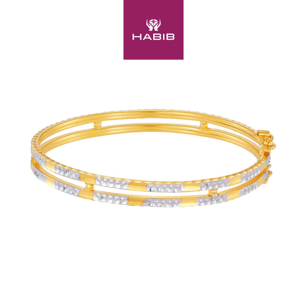 HABIB 916/22K Yellow and White Gold Bangle SCBG020823 | Shopee Malaysia