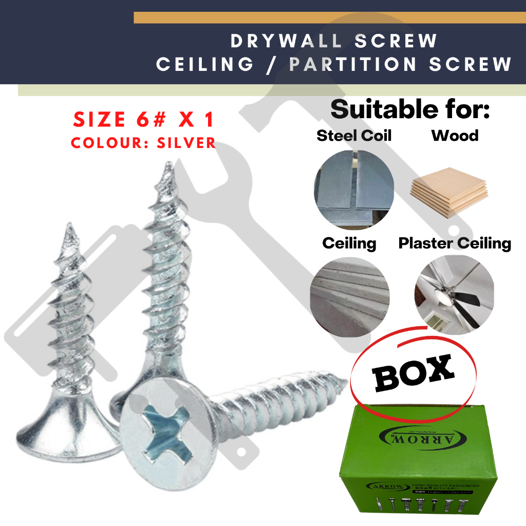 6# x 1" Drywall Screw | Partition Screw | Ceiling Screw | Skru Siling ...