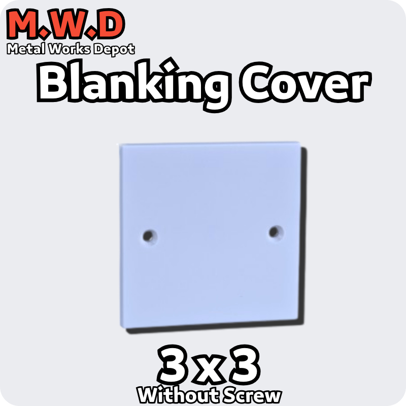 White PVC Blank Plate 3 x 3 Inch Socket Box Blanking Cover with 2 Screw ...
